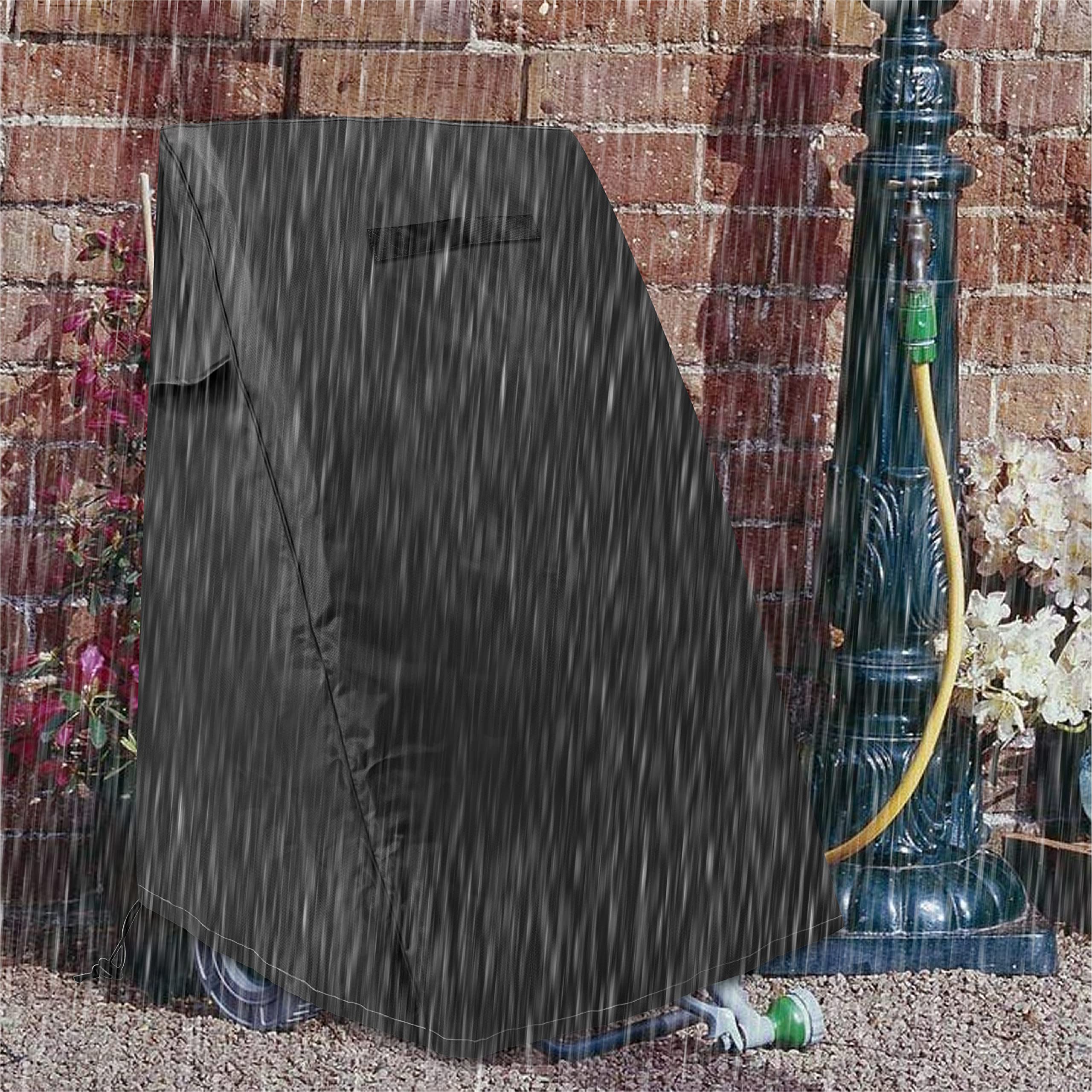 GEHENG Garden Hose Reel Cover, 420D Oxford Polyester Coated Tarp, 100% Waterproof, All Weather Use, for:Klz,Suncast,OB and More,Black.25.9" x24.8" x 34.6".