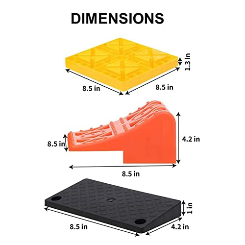 Homeon Wheels RV Leveling Blocks Ramp Design 9 Pack Interlocking Leveling Blocks with One Wheel Chock Camper Leveling Blocks with Carrying Bag