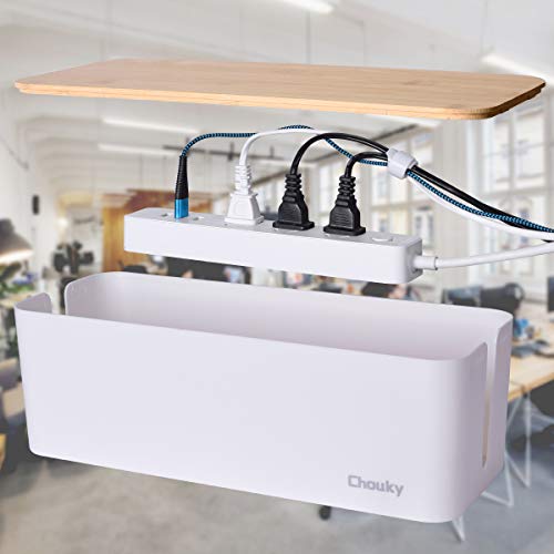 2 Pack Large Cable Management Box β Wooden Style Cord Organizer Box and Cover for TV Wires, Computer, Router, USB Hub and Under Desk Power Strip β Safe ABS Material and Baby-Pets Proof Lock (White)