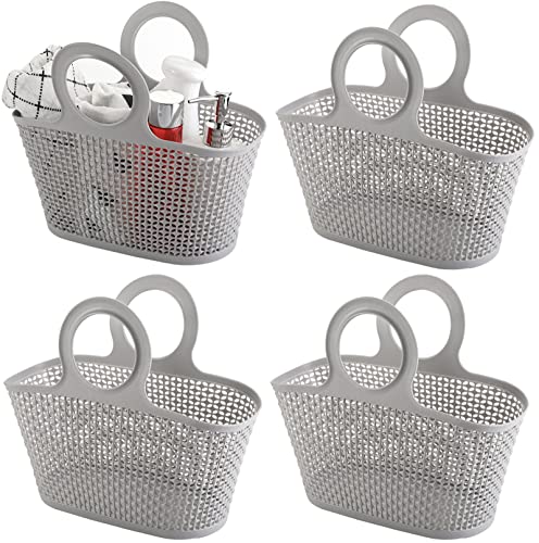 Lawei 4 Pack Shower Caddy Baskets with Handle - Bathroom Shower Tote Basket, Shower Caddy Bins Organizer for Holds Shampoo, Conditioner, Soap, Cosmetics, Beauty Products