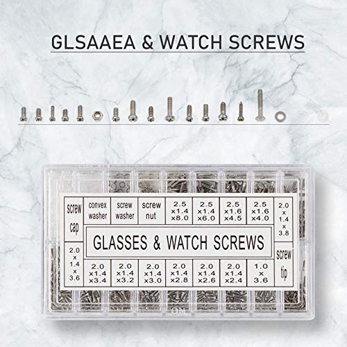 VAPKER 1000pcs Micro Eyeglass Sunglass Repair Screws, Nuts Assortment Stainless Steel Screws for Spectacles Watch with (Screwdriver)