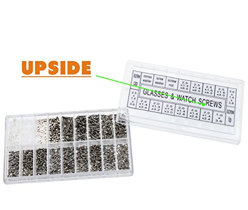 VAPKER 1000pcs Micro Eyeglass Sunglass Repair Screws, Nuts Assortment Stainless Steel Screws for Spectacles Watch with (Screwdriver)