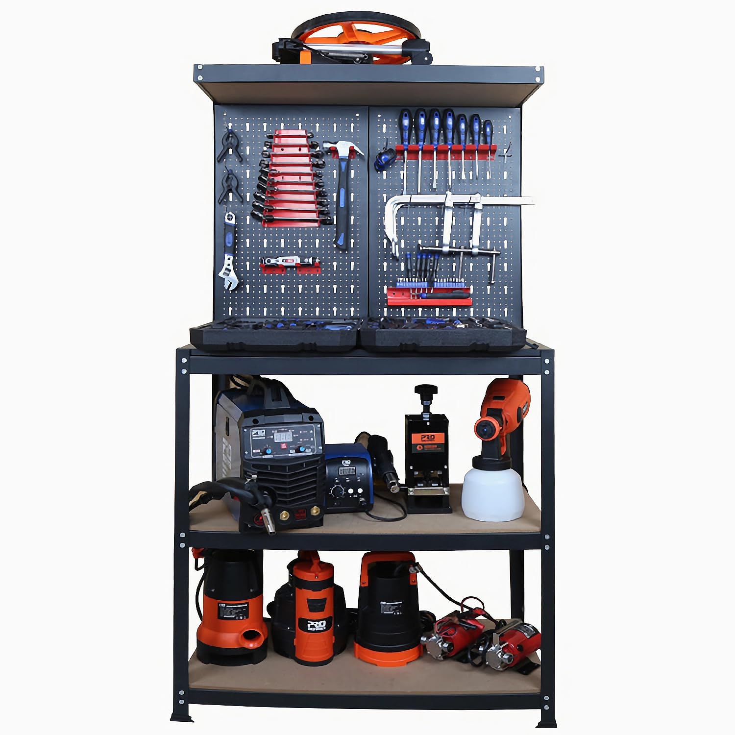 Prostormer Workbench, 31.5 inch Multipurpose Garage Work Bench Table with Peg Board Hook Kit for Home, Garage, and DIY Projects