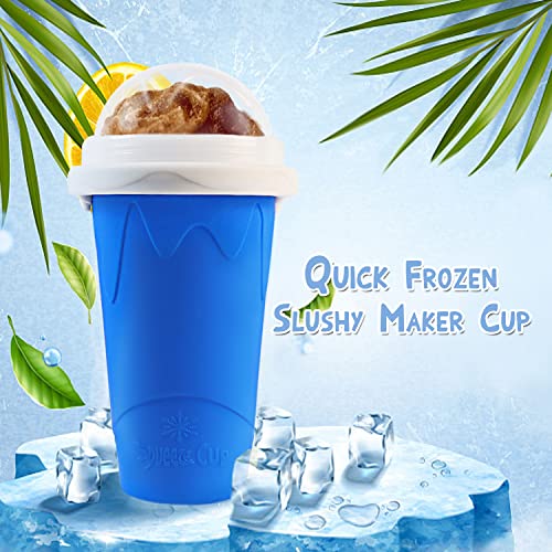 NUFR Slushie Maker Cup, Magic Quick Frozen Smoothies Cup Cooling Cup Double Layer Squeeze Cup Slushy Maker Cup, Homemade Milk Shake Ice Cream Maker DIY it for Children and Family
