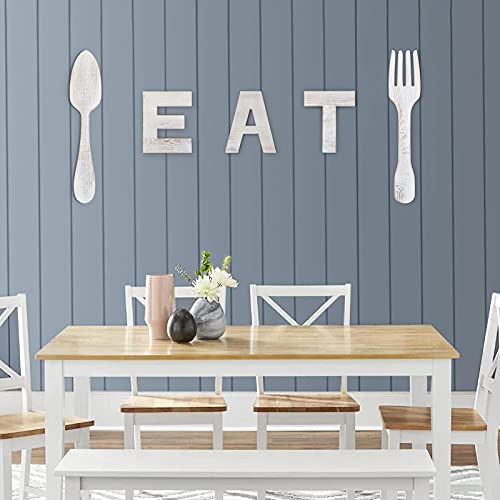 LOSOUR Farmhouse Kitchen Wall Decor, Farmhouse Decor EAT Sign + Fork and Spoon, Wooden Letters for Rustic Wall Decor (EAT Sign + Fork and Spoon)