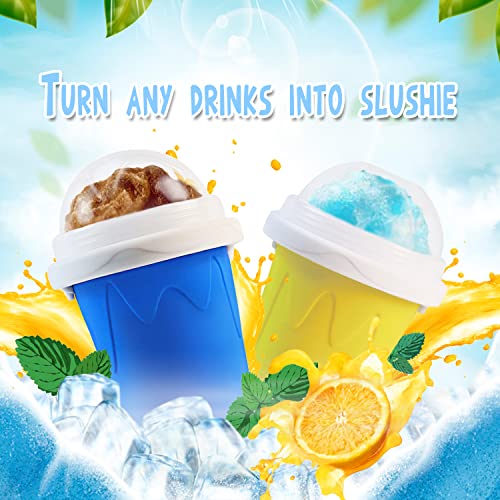 NUFR Slushie Maker Cup, Magic Quick Frozen Smoothies Cup Cooling Cup Double Layer Squeeze Cup Slushy Maker Cup, Homemade Milk Shake Ice Cream Maker DIY it for Children and Family