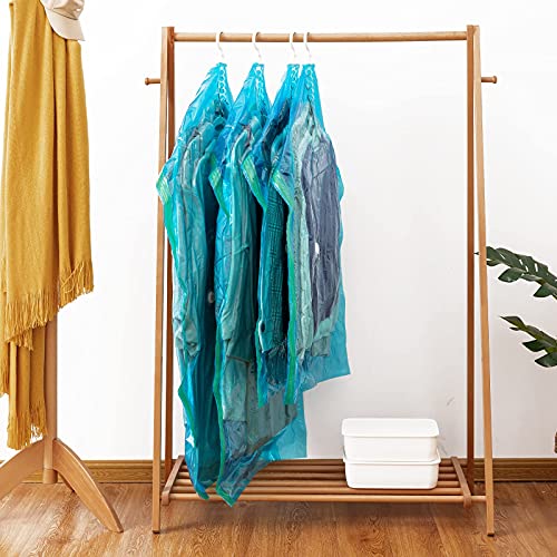 LEVERLOC Hanging Vacuum Storage Bags, Set of 4 Space Saver Bags for Clothes, Vacuum Sealed Garment Bags for Suits, Coats, Jackets, 80% Space Saving, 2 Long 2 Short
