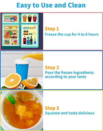 NUFR Slushie Maker Cup, Magic Quick Frozen Smoothies Cup Cooling Cup Double Layer Squeeze Cup Slushy Maker Cup, Homemade Milk Shake Ice Cream Maker DIY it for Children and Family