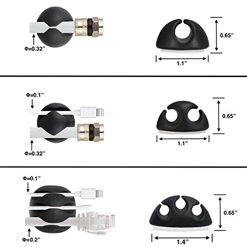 OHill Cable Clips, 16 Pack White Adhesive Cord Holders, Ideal Cable Management Cord Organizer Cable Organizer for Organizing Cable Wires-Home, Office, Car, Desk Nightstand
