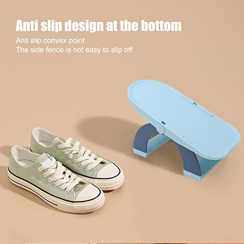 Pssopp Shoe Slots Organizer Shoe Stacker Storage Space Saver 3 Levels Adjustable Double Deck Shoe Rack Holder for Closet Organization(Blue)