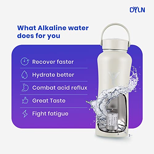 DYLN 32 oz Alkaline Water Bottle | Creates Premium Water up to 9+ pH | Keeps Cold for 24 Hours | Vacuum Insulated 316 Stainless Steel | Wide Mouth Cap | Galaxy Blue, 32 oz (950 mL)