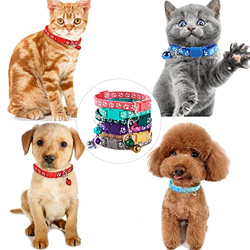 Flymind Puppy Collars, 19Pcs Whelping Puppy ID Collars with Bell Adjustable 19-32cm, Soft Nylon Litter Identification Dog Collars for Newborn Pets