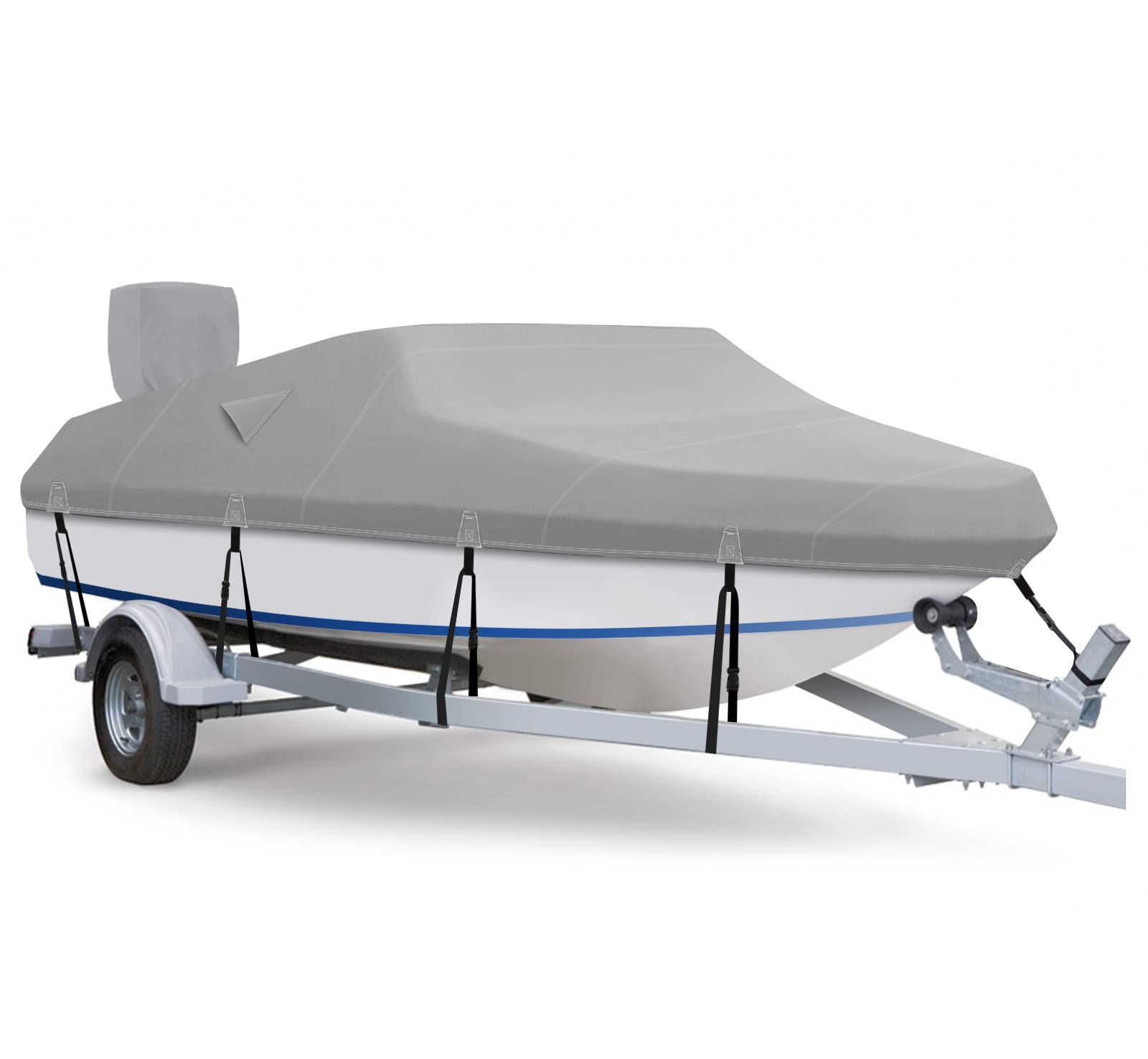 Fuprosico Boat Cover, 900D Waterproof Boat Cover Fits 16-18.5 ft V-Hull Boat,Bass Boat,Fishing Runabout Bowrider Boat,Fish and Ski Boat 16'-18.5',Heavy Duty Marine Grade Canvas Gray