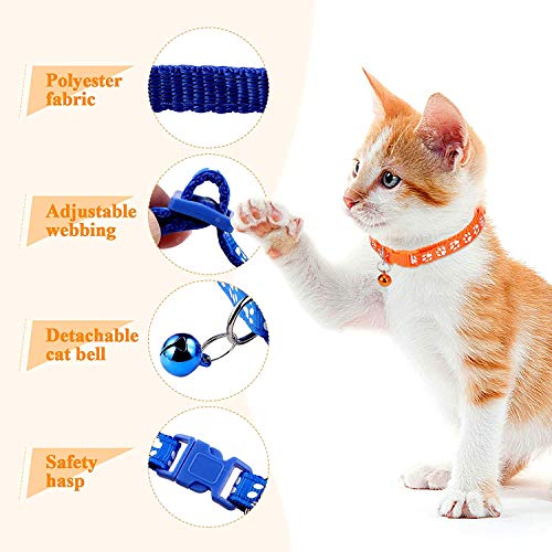 Flymind Puppy Collars, 19Pcs Whelping Puppy ID Collars with Bell Adjustable 19-32cm, Soft Nylon Litter Identification Dog Collars for Newborn Pets