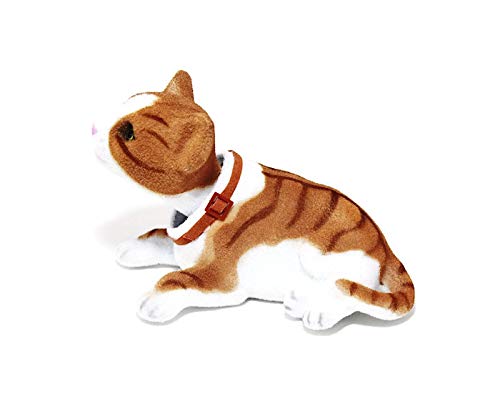 Batty Bargains Giddy Bobblehead Tabby Cat with Auto Dashboard Adhesive (Brown)