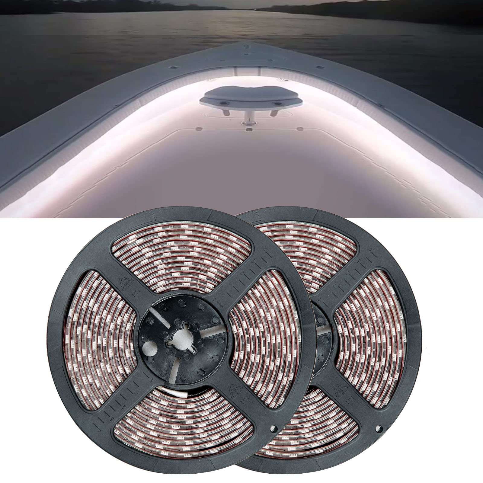 Seaponer Marine Led Strip Lights, Pontoon Light Strip for Jon Bass Boat Sailboat Kayak, Marine Led Lights for Boats Deck Light Light Courtesy Interior Lights Fishing Night, 12v, 10m(32.8ft), White