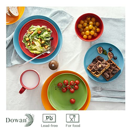 DOWAN 8.5'' Pasta Bowls, Ceramic Dinner Plates Salad Bowls Set of 4, Colorful Shallows Bowls, Large Size Serving Bowls for Christmas, Wedding Party, Ideal Gift