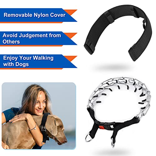 Supet Dog Prong Collar, Dog Choke Collar Adjustable Dog Pinch Collar with Quick Release Buckle/Nylon Cover for Small Medium Large Dogs