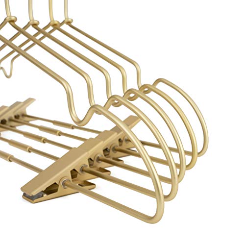 Koobay Adult 42cm Gold Matt Wire Clothes Hanger, 30PACK, Coat Suit Clips Clothes Hangers Storage Display