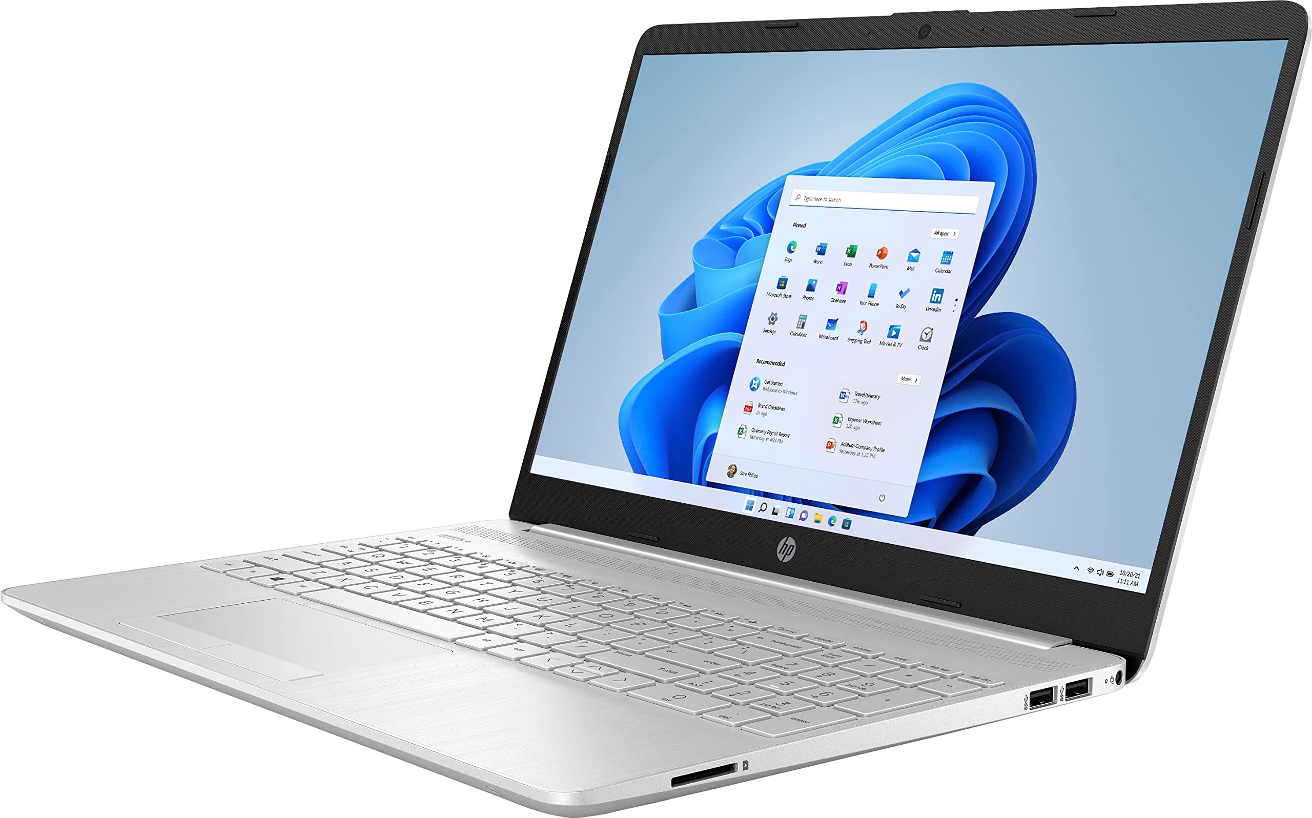 HP 2022 Newest 15.6'' HD Laptop, Intel Quad-core Celeron N4120 Processor (Upto 2.6GHz), 16GB RAM, 512GB SSD, HD Webcam, Wi-Fi 5, Bluetooth, 10+ Hours Battery, Windows 11+MarxsolCables, Natural Silver