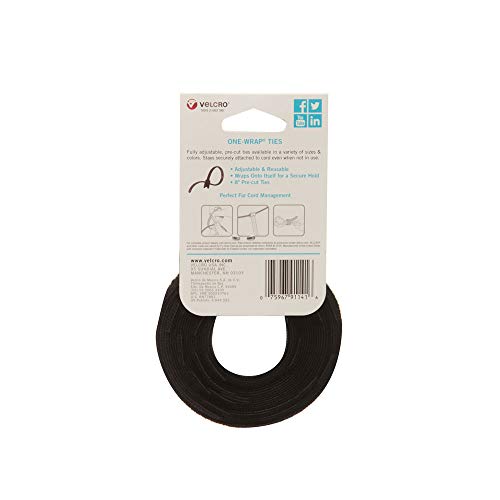 VELCRO Brand - ONE-WRAP: For Cables, Wires & Cords - 8" x 1/4" Ties, 25 Ct. - Black