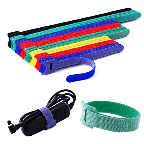 Ainuowei 80 pcs Reusable Fastening Cable Ties 3 Sizes 6/8/10 inch Adjustable Cord Ties Cord Straps Cable Organizer Hook and Loop Ties for Cord Management,5 Colors