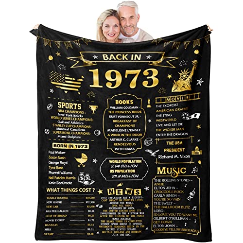 Neuturs 50th Birthday Gifts for Women Men, 50 Birthday Gifts for Women, Mens 50th Birthday Gift Ideas, 50 Year Old Gifts for Women, 50 Years Old 1973 Birthday Gifts for Men Throw Blanket 60"x50"