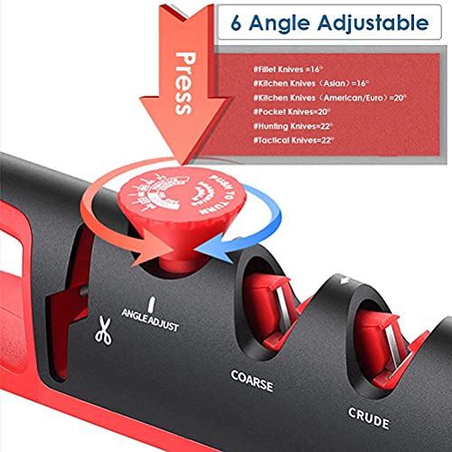 4 in 1 Manual Knife Sharpener for Kitchen Knives & Scissors - Adjustable Sharpening Tool with Tungsten Steel Diamond Ceramic Slot Helps Restore Knife or Shears Blades Women's Day Presents