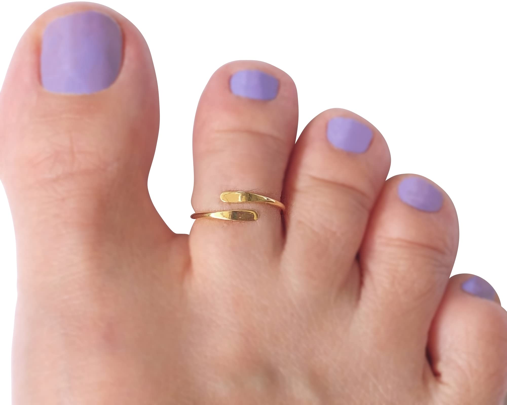 Handmade Gold Wrap Band Adjustable Toe Ring, Yellow Gold Plated over Sterling Silver, Thin Dainty Open Toe, Pinky or Knuckle Rings for Women, By MiYa Jewelry Creations