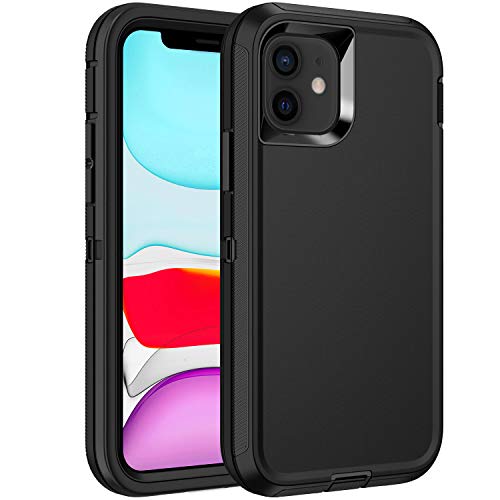 Regsun for iPhone 11 Case,Shockproof 3-Layer Full Body Protection [Without Screen Protector] Rugged Heavy Duty High Impact Hard Cover Case for iPhone 11 6.1-inch,Black