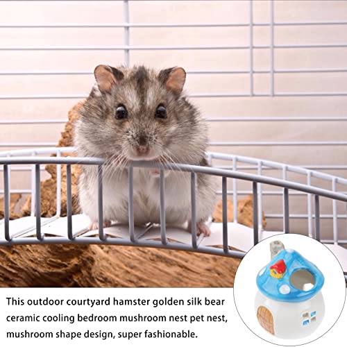 balacoo Ceramic Hamster Hideout Summer Cool Hamster Nest Mushroom Shape Pet Porcelain House for Mini Animals Guinea Pig Gerbil Ferret Syrian Hamster Chinchilla Rat