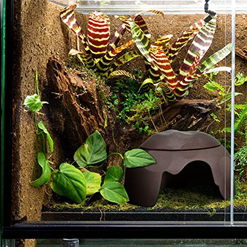 Fischuel Reptile Hides Humidification Cave Help Your Pets Shedding , A Damp Hideout with Natural Rock designto, Suitable for Bearded Dragons Lizards Leopard Gecko Spiders Turtles and Snakes(Brown)