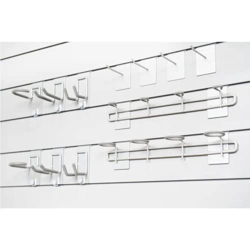 Crownwall Slat Wall Accessories Heavy Duty Steel Locking Hook Kit Slatwall Panels, Easy Storage and Organization for Sports Gear and Equipment (12-Piece)