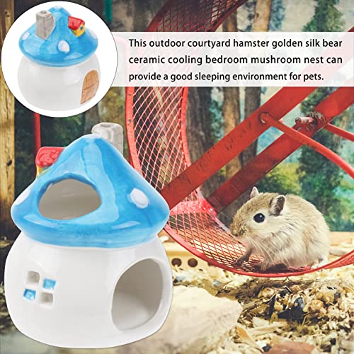 balacoo Ceramic Hamster Hideout Summer Cool Hamster Nest Mushroom Shape Pet Porcelain House for Mini Animals Guinea Pig Gerbil Ferret Syrian Hamster Chinchilla Rat