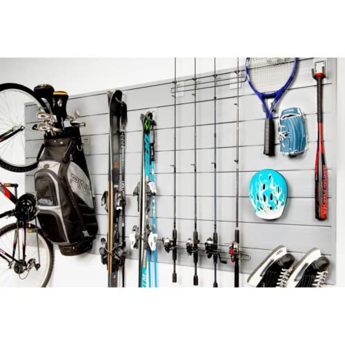 Crownwall Slat Wall Accessories Heavy Duty Steel Locking Hook Kit Slatwall Panels, Easy Storage and Organization for Sports Gear and Equipment (12-Piece)