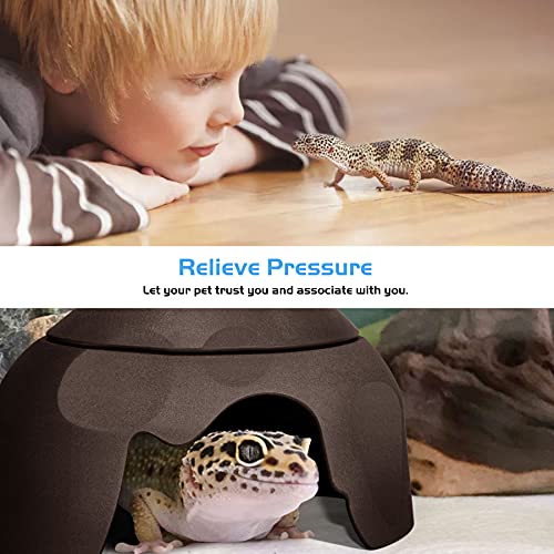 Fischuel Reptile Hides Humidification Cave Help Your Pets Shedding , A Damp Hideout with Natural Rock designto, Suitable for Bearded Dragons Lizards Leopard Gecko Spiders Turtles and Snakes(Brown)