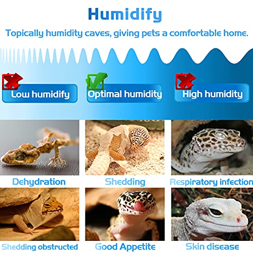 Fischuel Reptile Hides Humidification Cave Help Your Pets Shedding , A Damp Hideout with Natural Rock designto, Suitable for Bearded Dragons Lizards Leopard Gecko Spiders Turtles and Snakes(Brown)