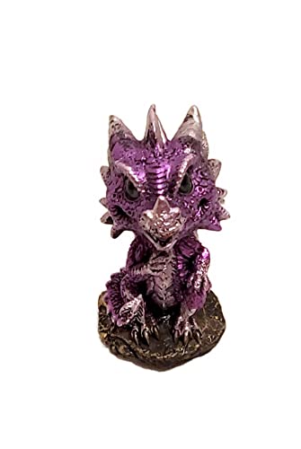 New 3.5" Violet & Silver Bobble Head Sitting Dragon Collectible Figurine Statue