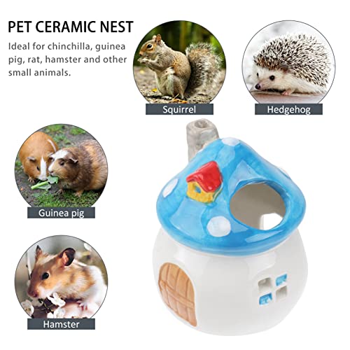 balacoo Ceramic Hamster Hideout Summer Cool Hamster Nest Mushroom Shape Pet Porcelain House for Mini Animals Guinea Pig Gerbil Ferret Syrian Hamster Chinchilla Rat