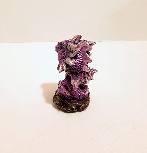 New 3.5" Violet & Silver Bobble Head Sitting Dragon Collectible Figurine Statue