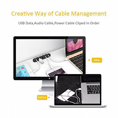 Cable Clips, 3 Packs Cord Management Organizer, Silicone Adhesive Hooks, Wire Cord Holder for Power Cords and Charging Accessory Cables, Mouse Cable, PC, Office and Home (7, 5 and 3 Slots)