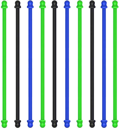 10Pcs 6-Inch Original Silicone Cable Tie, Steel-Core Silicone Twist Ties, Reusable Rubber Twist Tie, Cable Tie Straps. (3 Colors 6-Inch) for Organizing. (Dia 5mm)