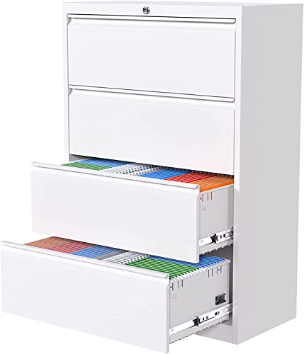 Aobabo 4 Drawer Metal Lateral File Cabinet with Lock,Steel Filing Storage Cabinet with Letter/Legal Size for Home Office,Anti-tilt Structure,Assembly RequiredâŚ