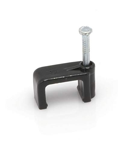 THE CIMPLE CO - Dual, Twin, or Siamese Coaxial Cable Clips, Cat6, Electrical Wire Cable Clip, 1/2 in Nail Clip and Fastener, Black (100 Pieces per Bag)
