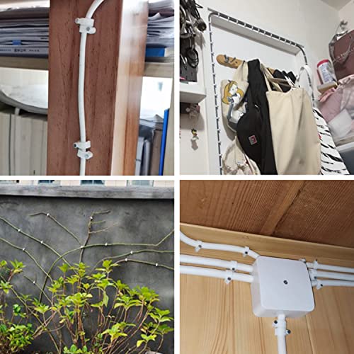 Bates- Cable Clips with Steel Nails, White, 360 pcs, 4mm 5mm 6mm 8mm 10mm, Wire Clips, Cord Clips, White Cable Clips, Ethernet Cable Clips, Cable Wire Clips, Coax Cable Clips, Cable Cord Clips.