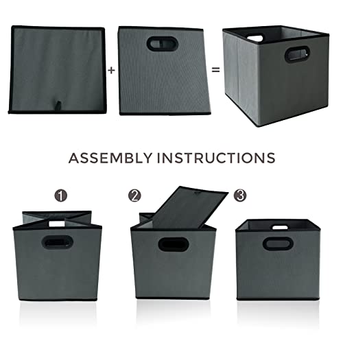 PACHIRA E-Commerce Cube Storage Bins, 12×12 Fabric Storage Boxes Drawers Cubes Container, Thick and Heavy Duty Organizer Baskets with Handles, 6 Pack, Greenish Grey