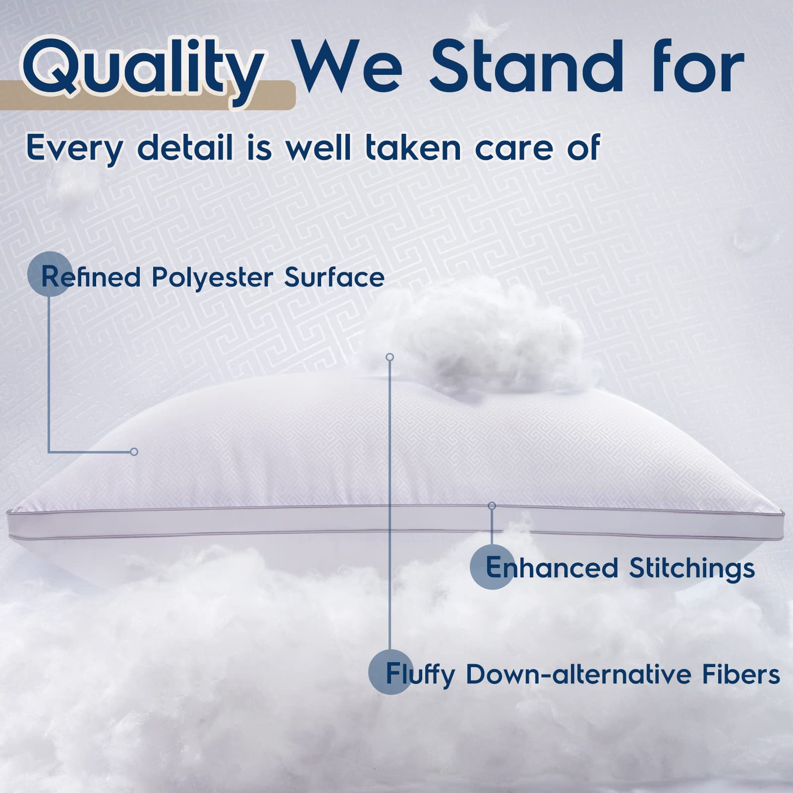 viewstar Pillows Queen Size Set of 2, Bed Pillows for Sleeping, Queen Pillows 2 Pack for Back, Stomach or Side Sleepers, Fluffy Pillows for Bed with Down Alternative, Machine Washable, 19" x 28"
