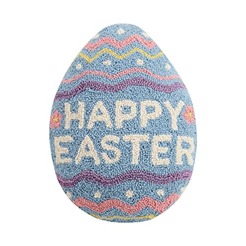 Peking Handicraft Happy Easter Egg 12" x 16" Hooked Wool Pillow