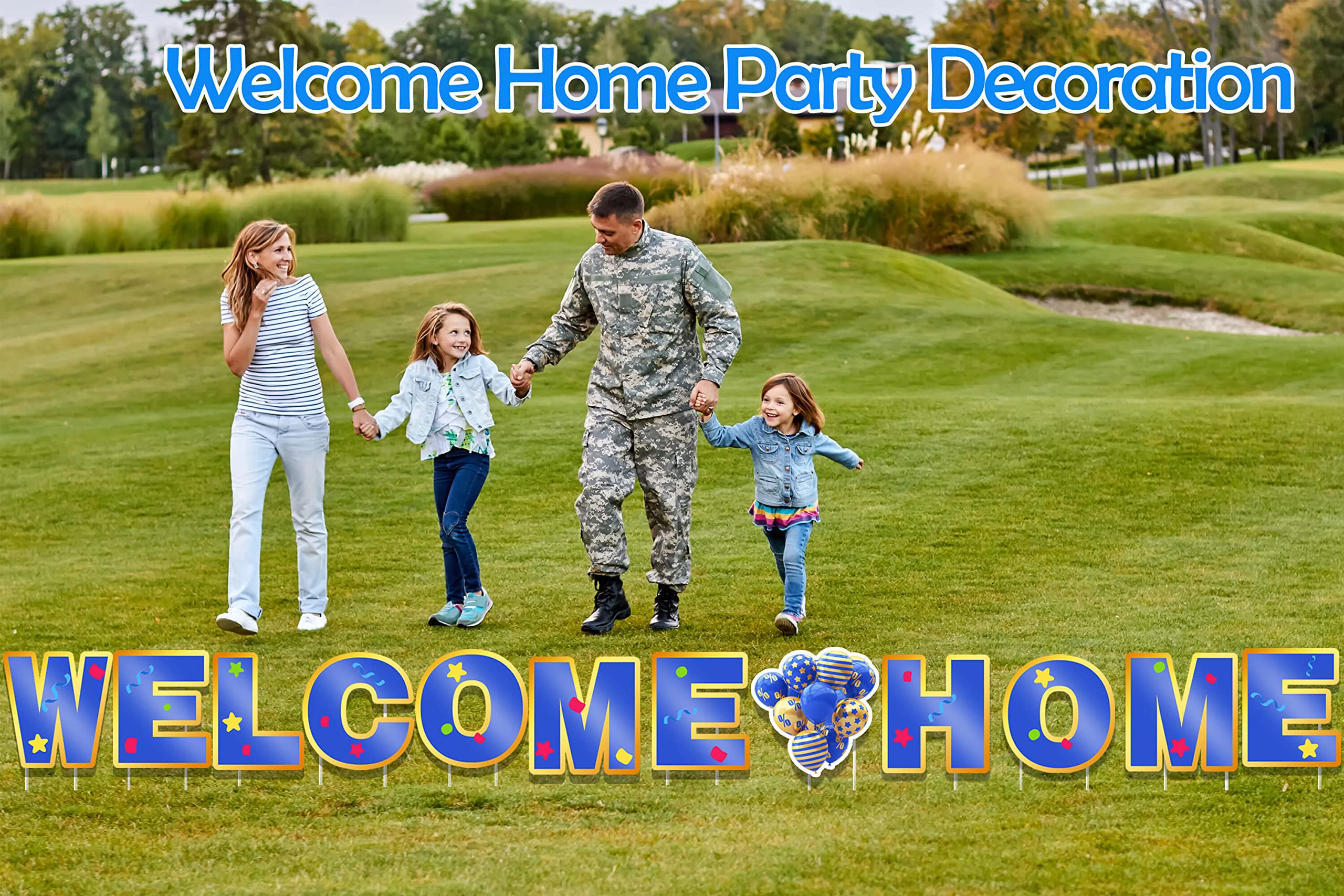 Welcome Home Lawn Sign Yard Sign with Stakes, Outdoor Welcome Home Decorations Suitable for Family Party Supplies