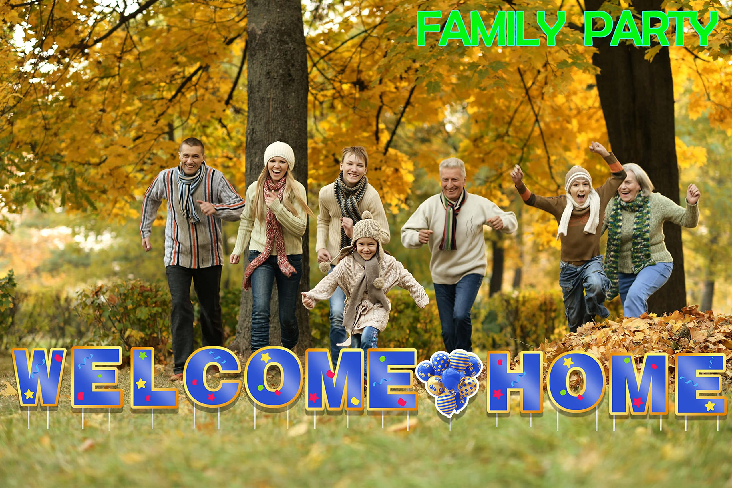 Welcome Home Lawn Sign Yard Sign with Stakes, Outdoor Welcome Home Decorations Suitable for Family Party Supplies
